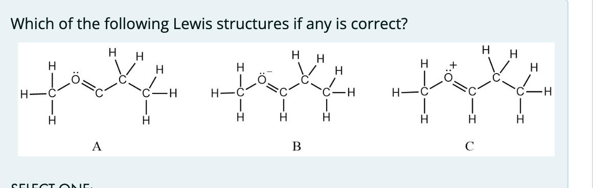 Solved Which of the following Lewis structures if any is | Chegg.com