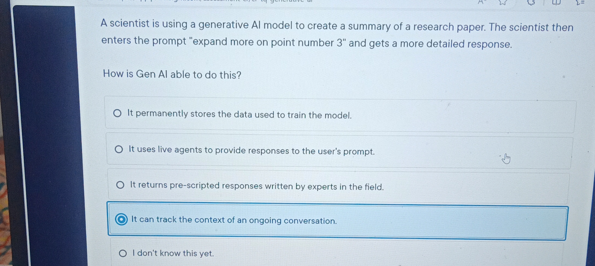 A scientist is using a generative Al model to create | Chegg.com
