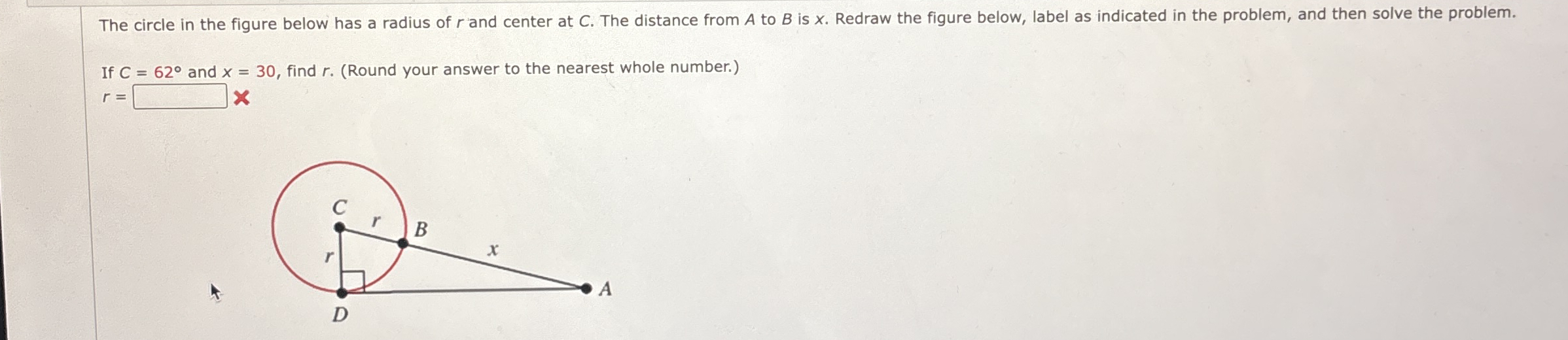 Solved The circle in the figure below has a radius of r ﻿and | Chegg.com