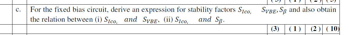 Solved c. ﻿For the fixed bias circuit, derive an expression | Chegg.com