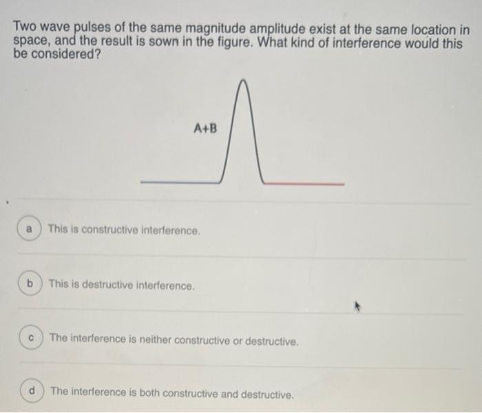 Solved Two wave pulses of the same magnitude amplitude exist | Chegg.com
