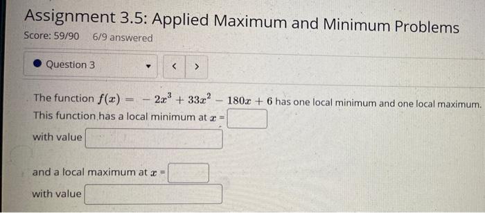 Solved Assignment 3.5: Applied Maximum and Minimum Problems | Chegg.com