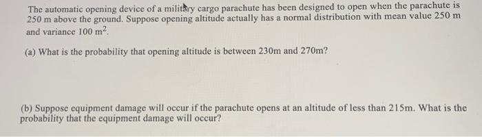 Solved The automatic opening device of a military cargo | Chegg.com
