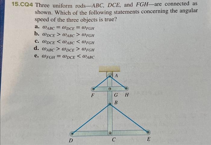Solved 5.CQ4 Three uniform rods-ABC, DCE, and FGH - are | Chegg.com