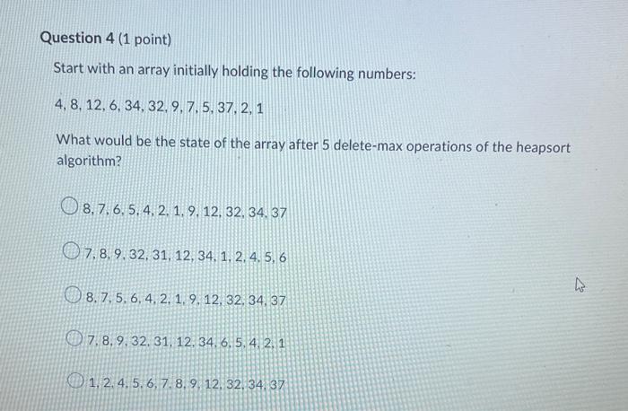 Solved Start with an array initially holding the following | Chegg.com