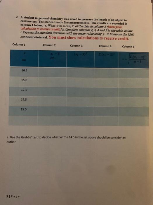 Solved 2. A student in general chemistry was asked to | Chegg.com