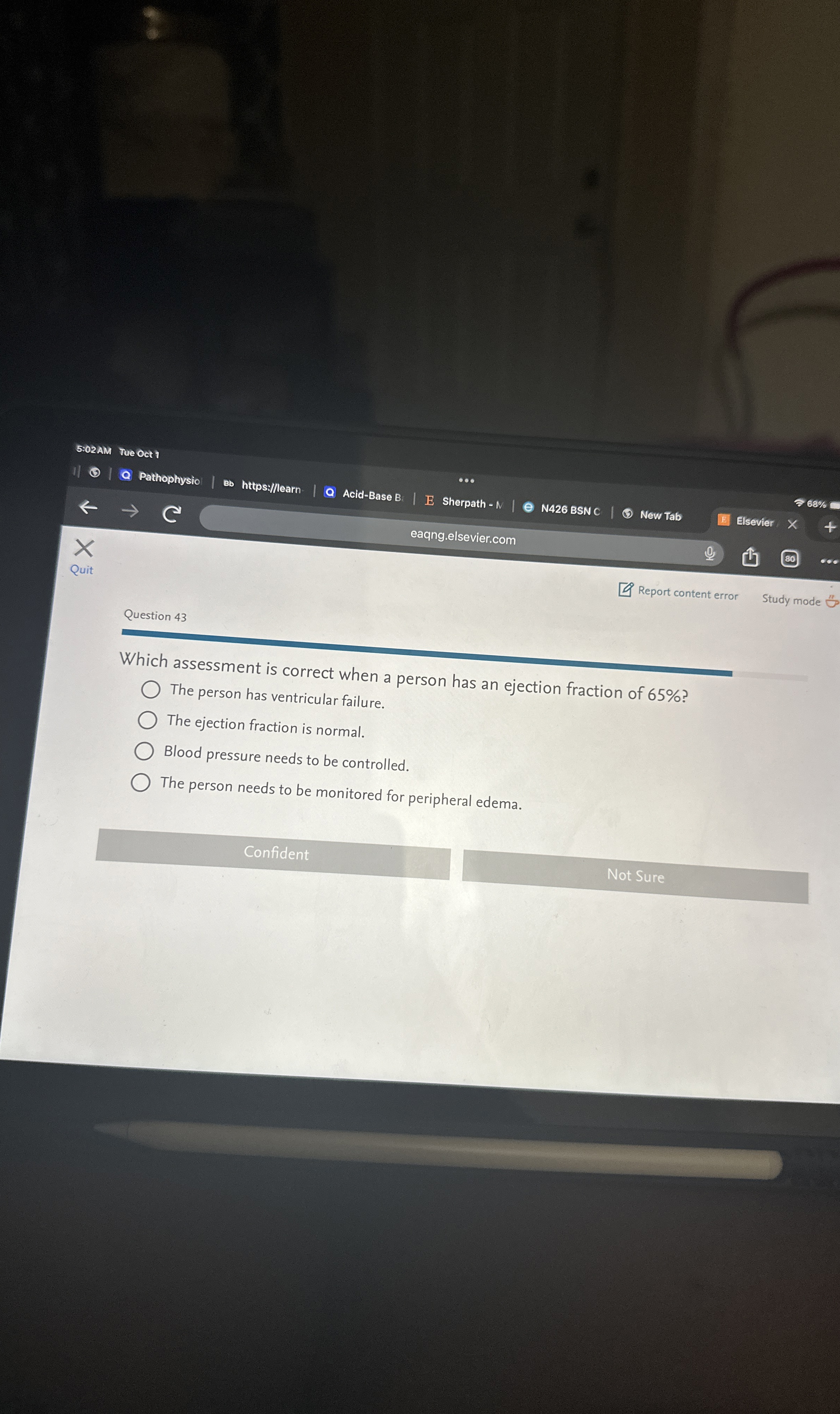 Solved Question 43Which assessment is correct when a person | Chegg.com