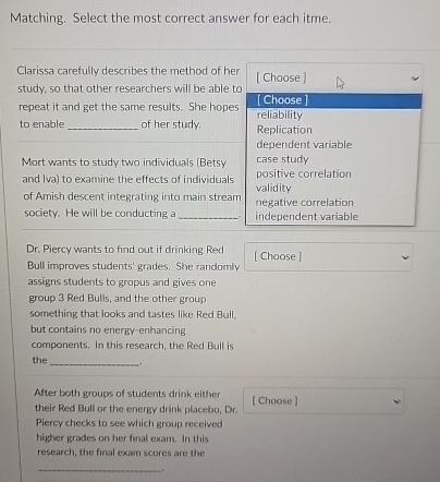 Solved Matching. Select the most correct answer for each | Chegg.com