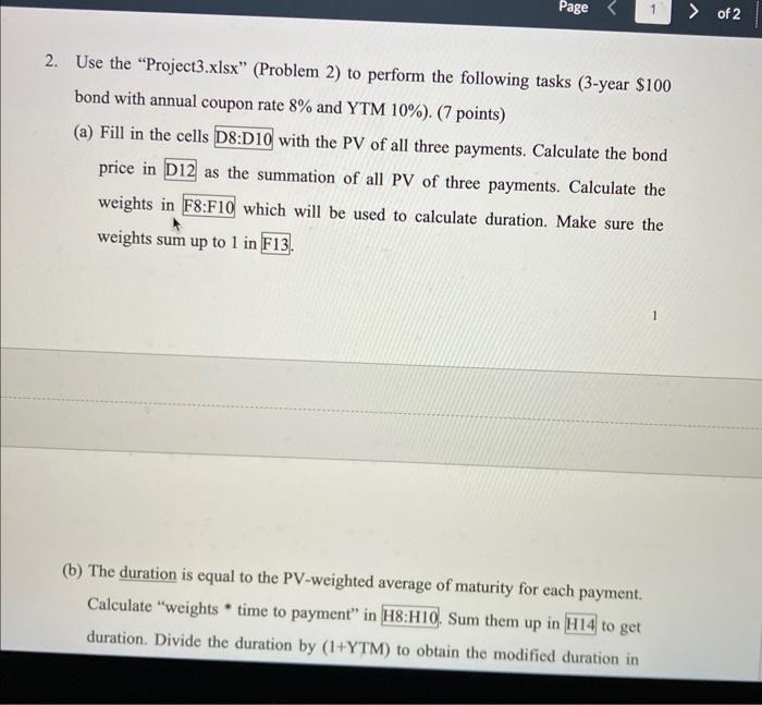 Solved 1. Use the "project3.xlsx" (Problem 1) to calculate | Chegg.com