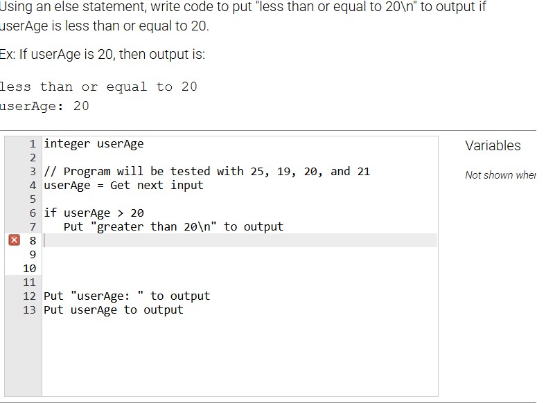 Solved Using an else statement, write code to put "less than | Chegg.com
