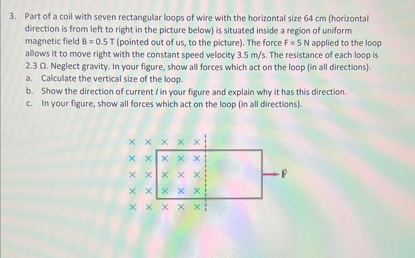 Solved Part of a coil with seven rectangular loops of wire | Chegg.com