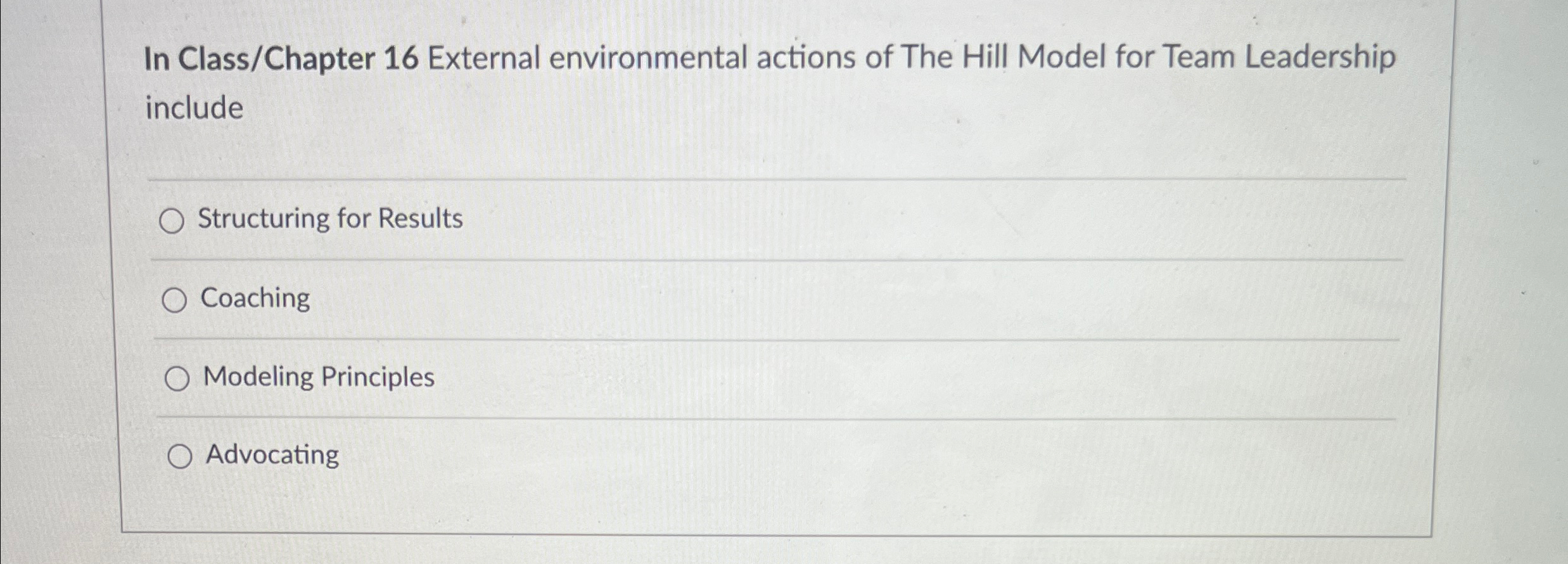 Solved In Class/Chapter 16 ﻿External environmental actions | Chegg.com