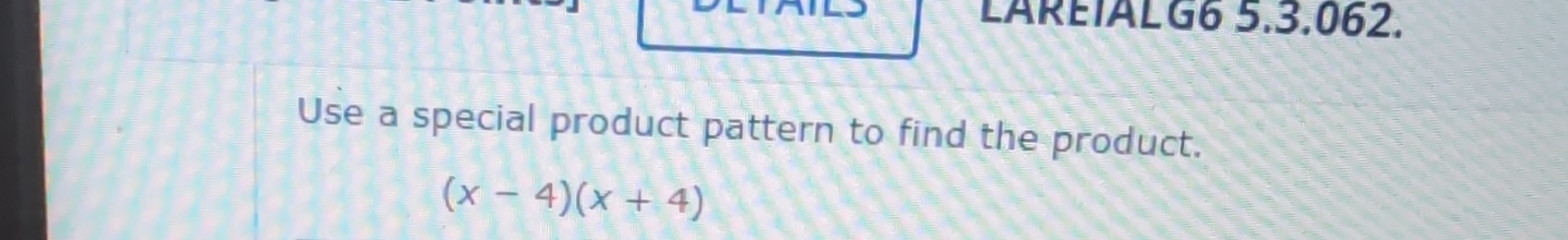 Solved Use a special product pattern to find the | Chegg.com