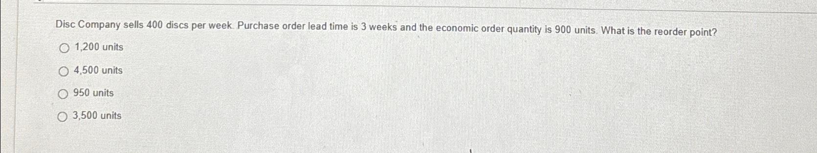Solved Disc Company sells 400 ﻿discs per week. Purchase | Chegg.com
