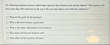 Solved The following statement aeswers which major question | Chegg.com