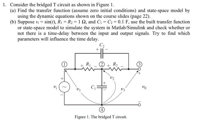 Solved Consider the bridged T circuit as shown in Figure 1. | Chegg.com