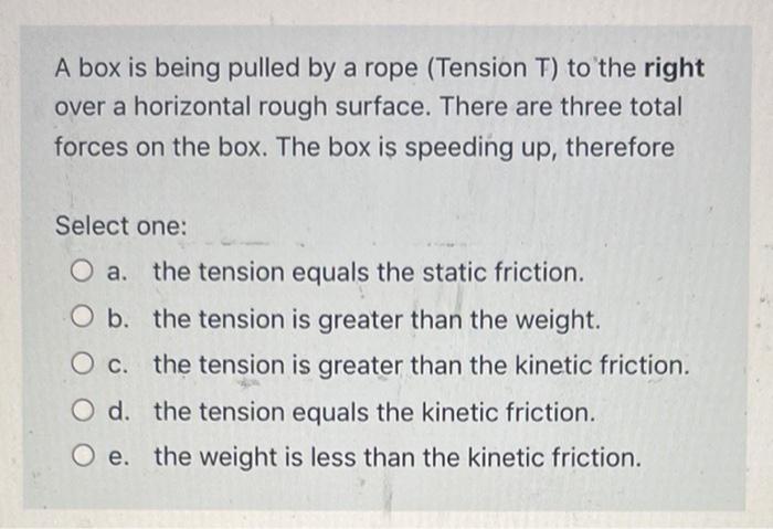 Solved A box is being pulled by a rope (Tension T) to the | Chegg.com