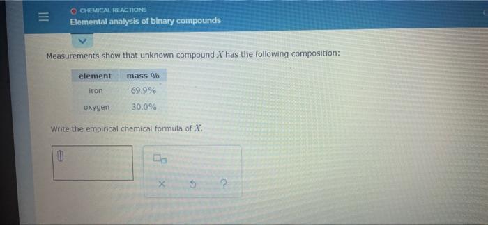Solved OCHEMICAL REACTIONS E Elemental analysis of binary | Chegg.com