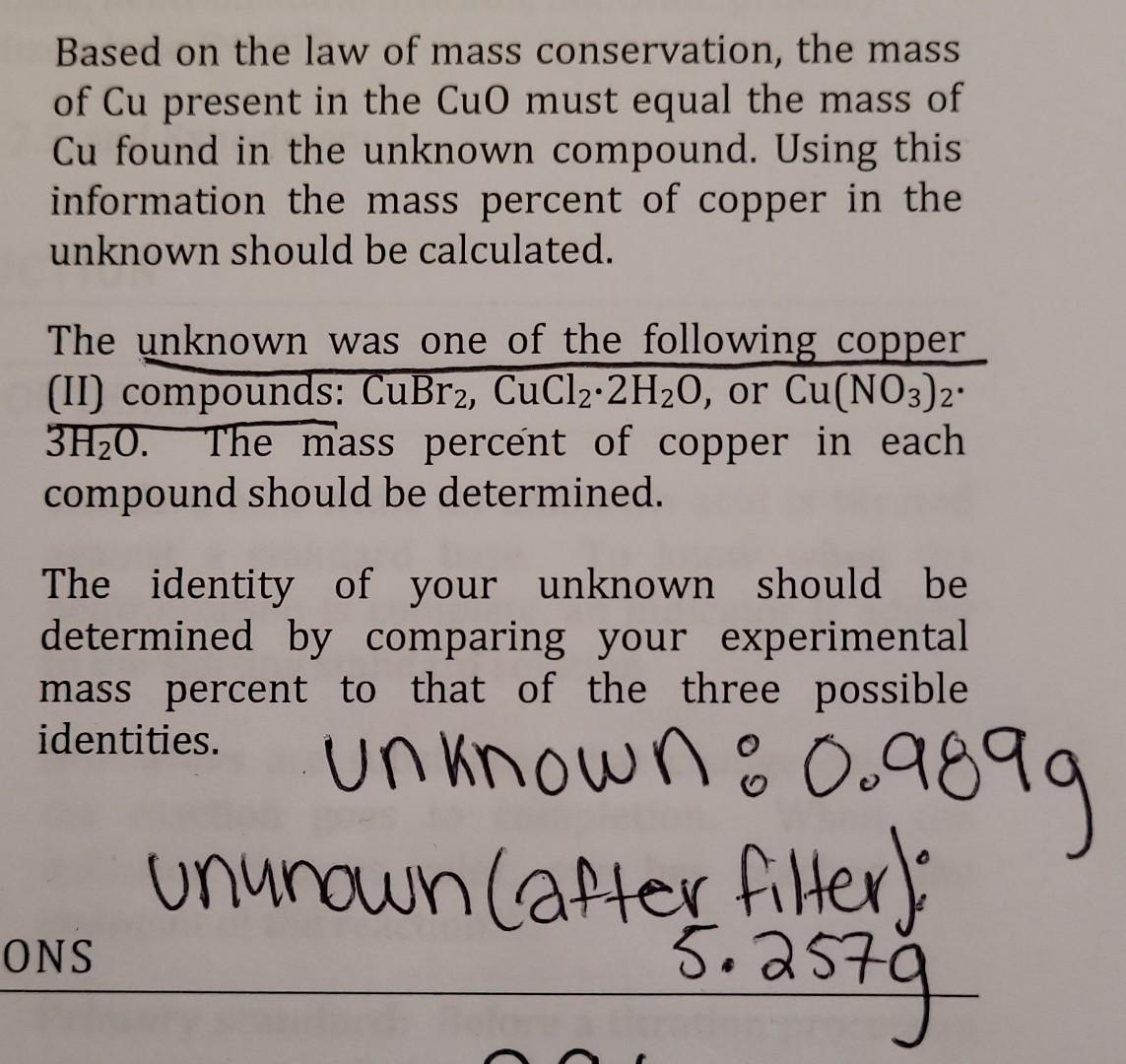 Solved Based on the law of mass conservation, the mass of Cu | Chegg.com
