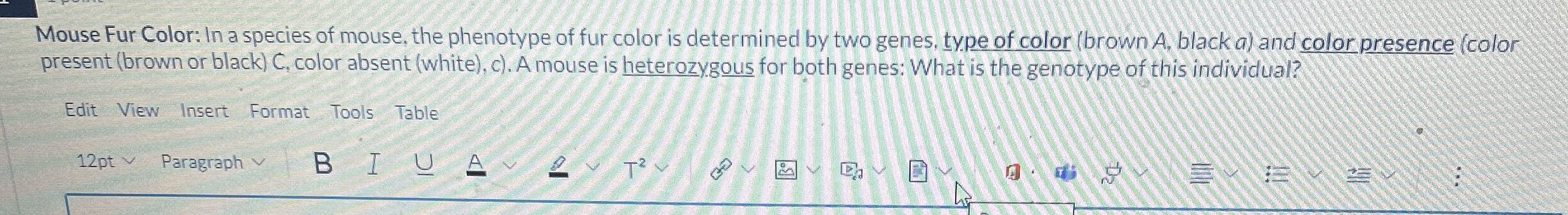 Solved Mouse Fur Color: In a species of mouse, the phenotype | Chegg.com