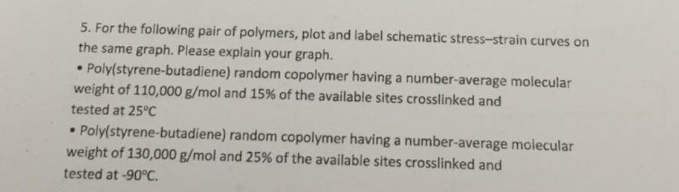 Solved For the following pair of polymers, plot and label | Chegg.com