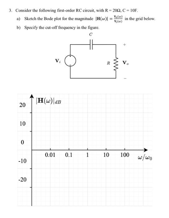 Solved 3. Consider the following first-order RC circuit, | Chegg.com