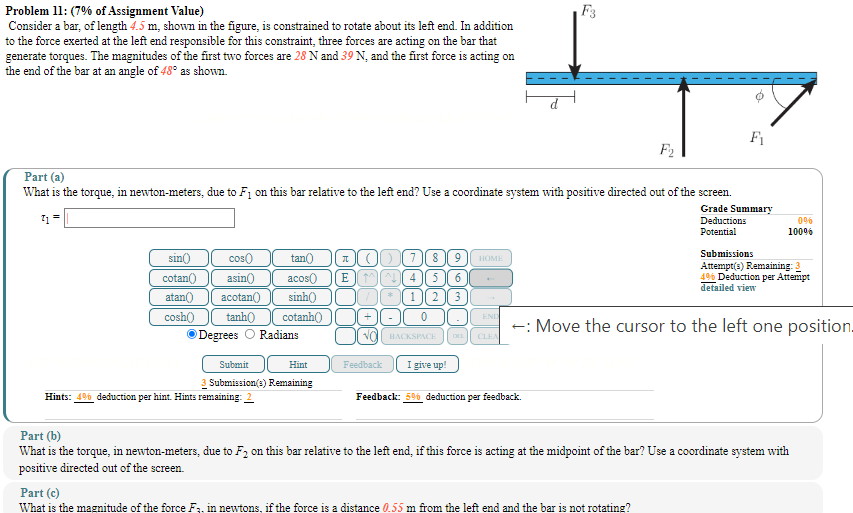 Solved Problem 11: (7\% ﻿of Assignment Value)Consider a bar, | Chegg.com