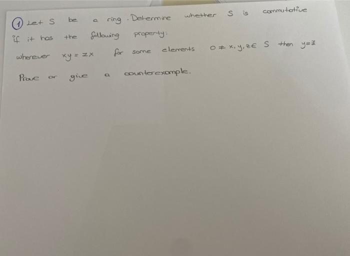 Solved be Sis whether Determine 6 Lets commutative ring if | Chegg.com