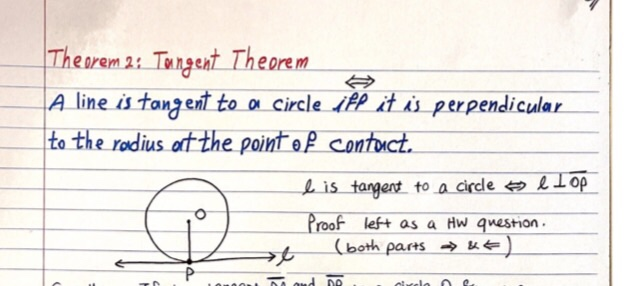 Solved Theorem 2: Tangent Theorem A line is tangent to a | Chegg.com