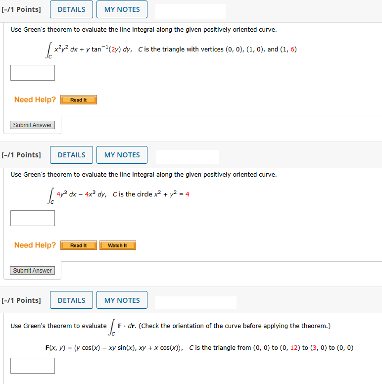 Solved [-1 ﻿Points]Use Green's theorem to ﻿evaluate the line | Chegg.com