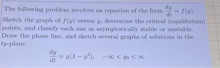 Solved The following problem involves an equation of the | Chegg.com