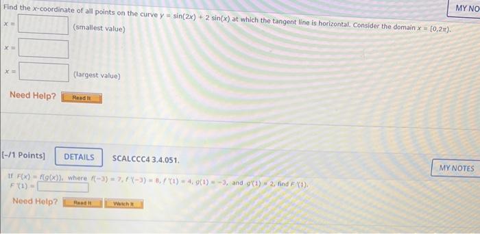 Solved Find the x-coordinate of all points on the curve | Chegg.com