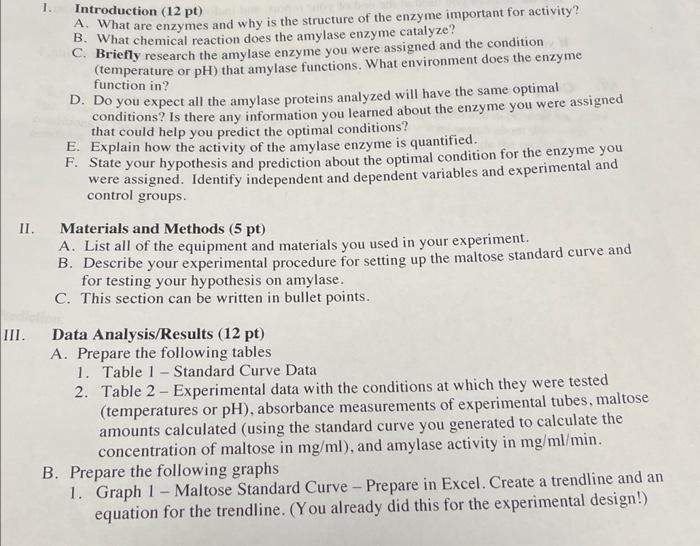Solved 1. Introduction (12 pt) A. What are enzymes and why | Chegg.com