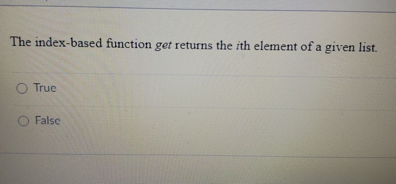 Solved The index-based function get returns the ith element | Chegg.com
