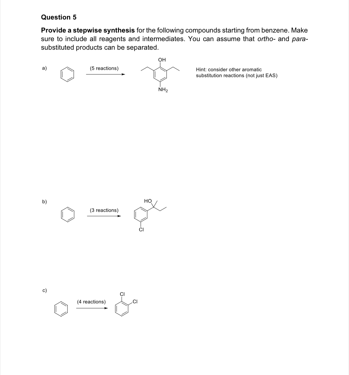Solved Question 5Provide a stepwise synthesis for the | Chegg.com