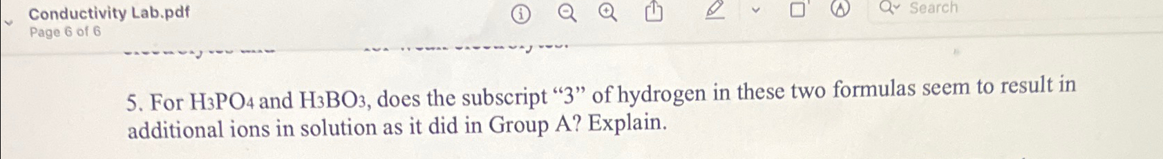 Solved Conductivity Lab.pdf Page 6 ﻿of 6 5. ﻿For H3PO4 ﻿and | Chegg.com
