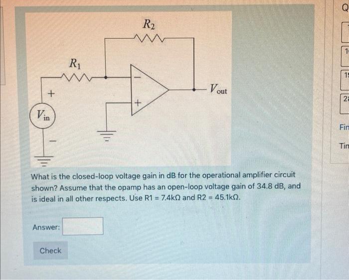 Solved What is the closed-loop voltage gain in dB for the | Chegg.com