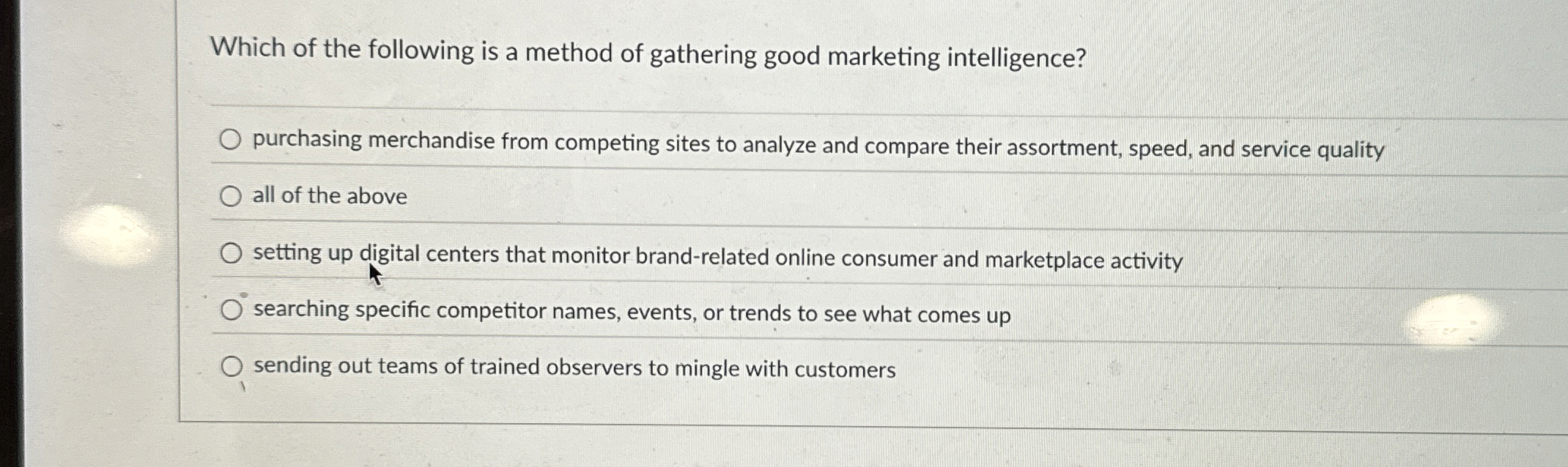 Solved Which of the following is a method of gathering good | Chegg.com
