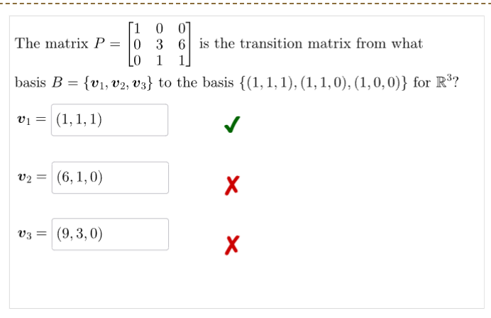 The matrix P=[100036011] ﻿is the transition matrix | Chegg.com
