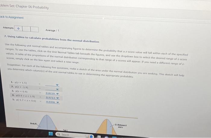 Solved 7. Using tables to calculate probabilities from the | Chegg.com