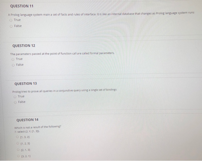 Solved QUESTION 11 A Prolog language system main a set of | Chegg.com