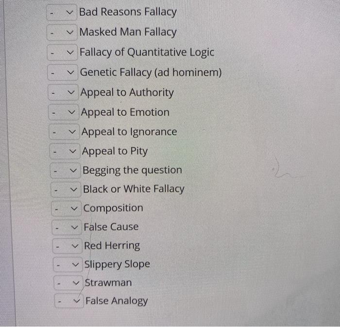 - V 1 - > Bad Reasons Fallacy Masked Man Fallacy | Chegg.com