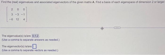 Solved Find the (real) eigenvalues and associated | Chegg.com