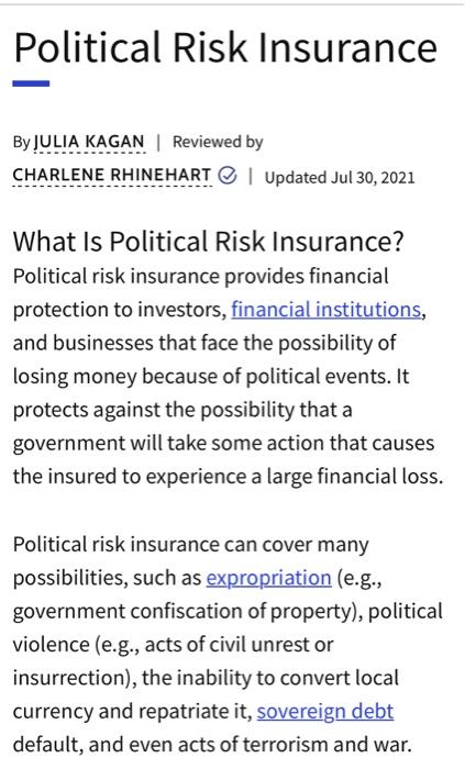 Solved I have attached a link that explains "political risk | Chegg.com