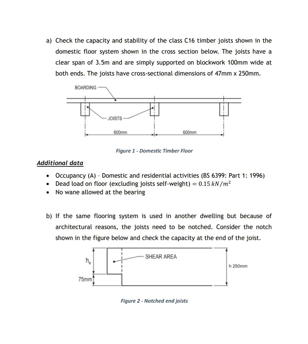 a) ﻿Check the capacity and stability of the class C16 | Chegg.com