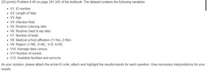 Solved Refer to the SENIC data set in Appendix C.1. | Chegg.com