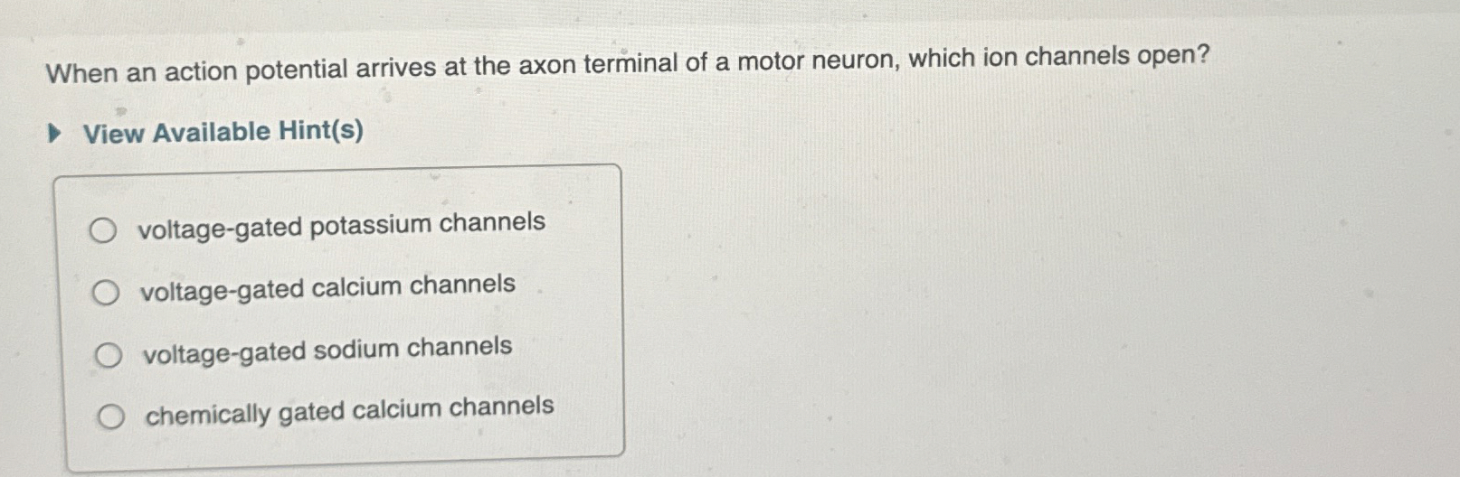 Solved When an action potential arrives at the axon terminal | Chegg.com