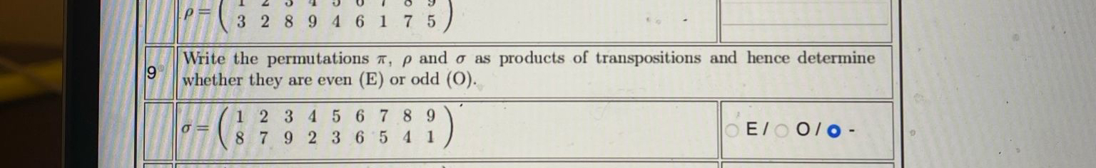 Solved Write the permutations π,ρ ﻿and σ ﻿as products of | Chegg.com