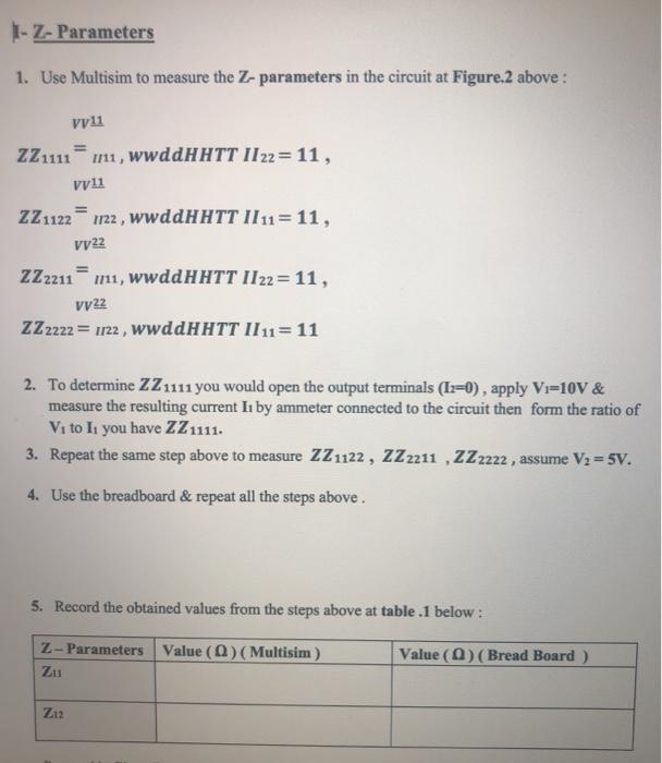 Solved Pre-Lab : Calculate the Y & Z parameters for the | Chegg.com