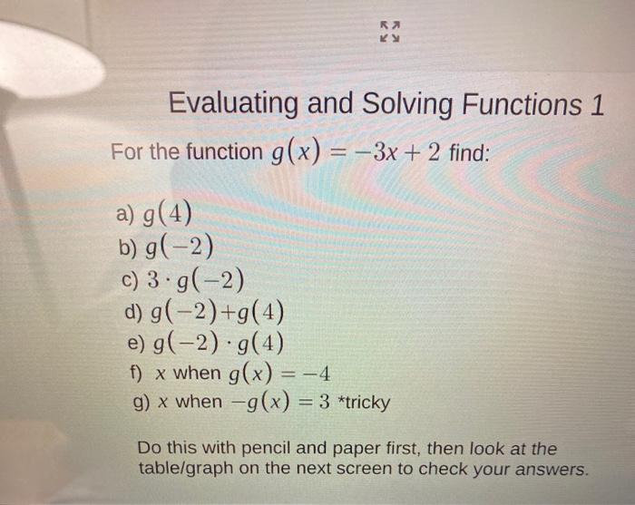 Solved R и у Evaluating and Solving Functions 1 For the | Chegg.com